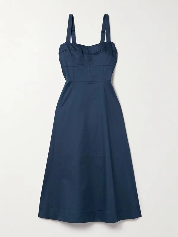 Veronica Beard Aila Cotton-blend Poplin Midi Dress