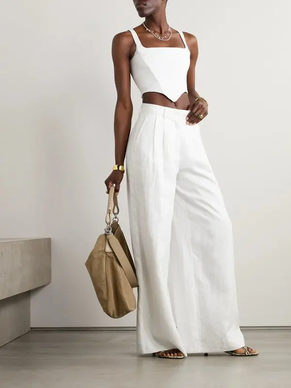 Staud Sasha Linen Wide-leg Pants