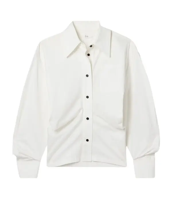 Co Gathered Cotton And Silk-blend Poplin Shirt