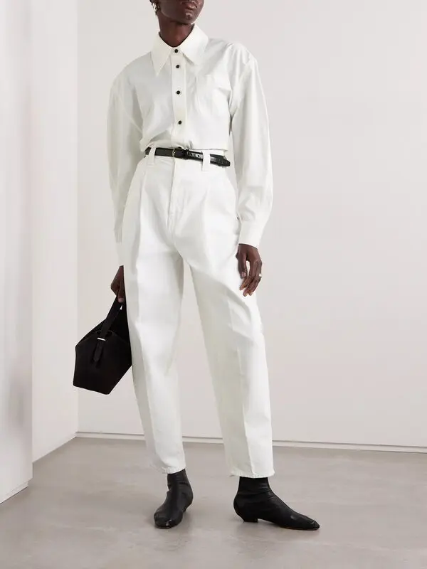 Co Gathered Cotton And Silk-blend Poplin Shirt