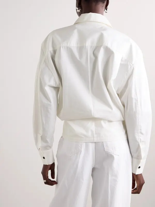 Co Gathered Cotton And Silk-blend Poplin Shirt