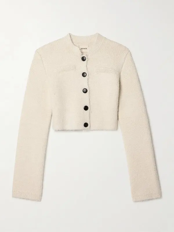 Khaite Ello Brushed Silk And Cashmere-blend Cardigan
