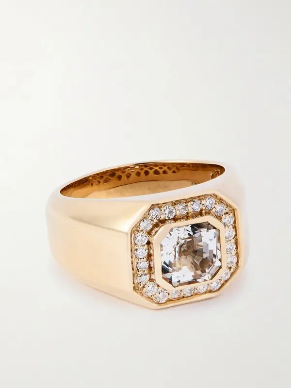 42 SUNS 14-karat Gold, Topaz And Laboratory-grown Diamond Ring - White