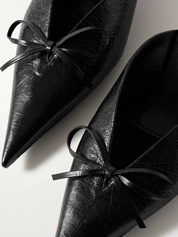Balenciaga Knife Crinkled-leather Mules With Bows - Black