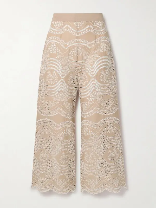 Miguelina Alegra Broderie Anglaise Cotton-voile Pants