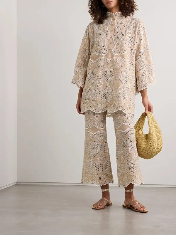 Miguelina Alegra Broderie Anglaise Cotton-voile Pants