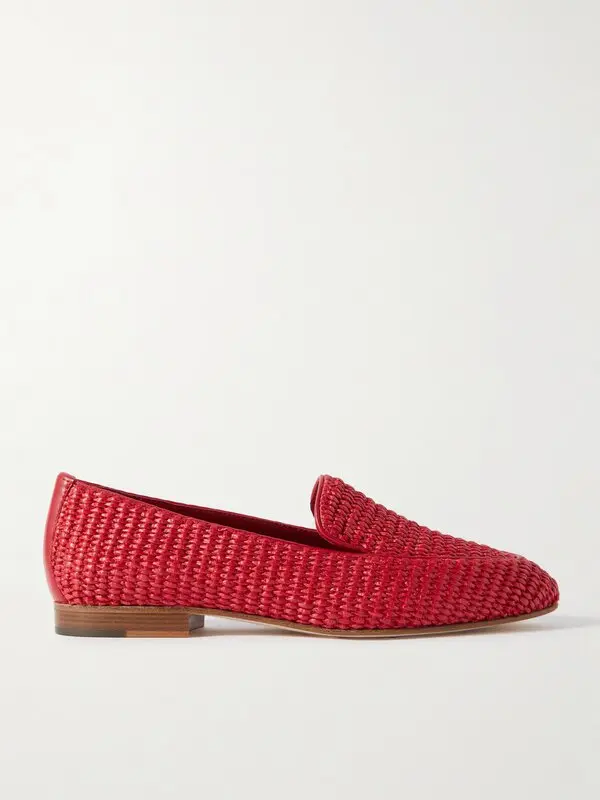 Manolo Blahnik Pitakara Raffia Loafers - Red