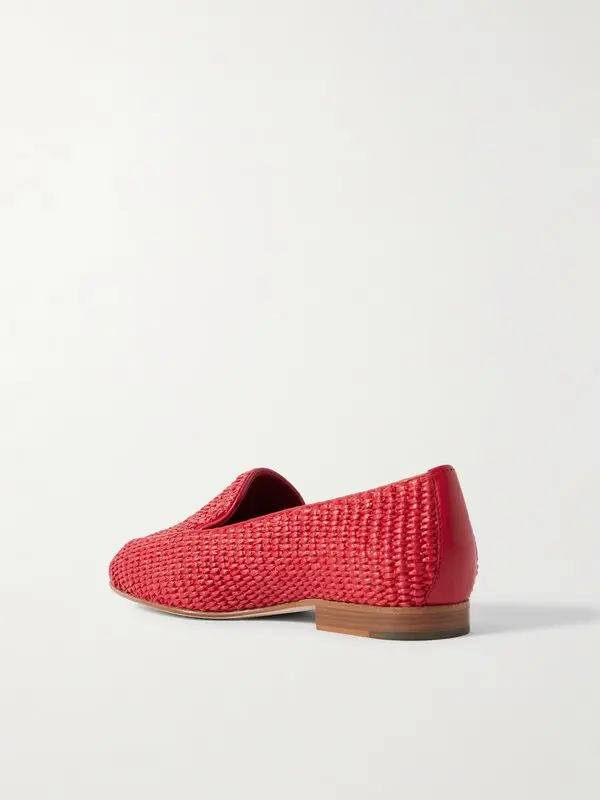 Manolo Blahnik Pitakara Raffia Loafers - Red