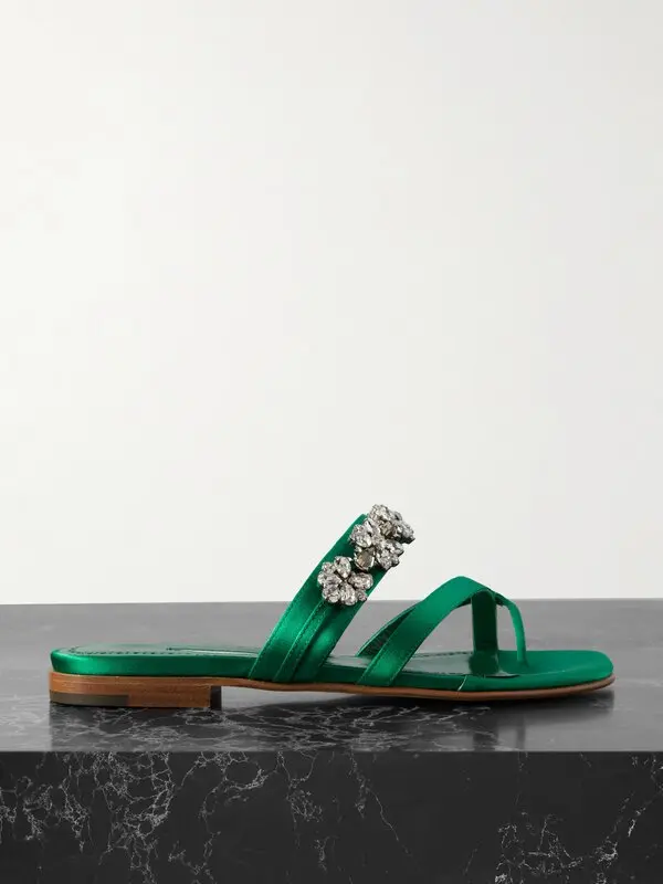 Manolo Blahnik Perlusa Crystal-embellished Sandals - Green