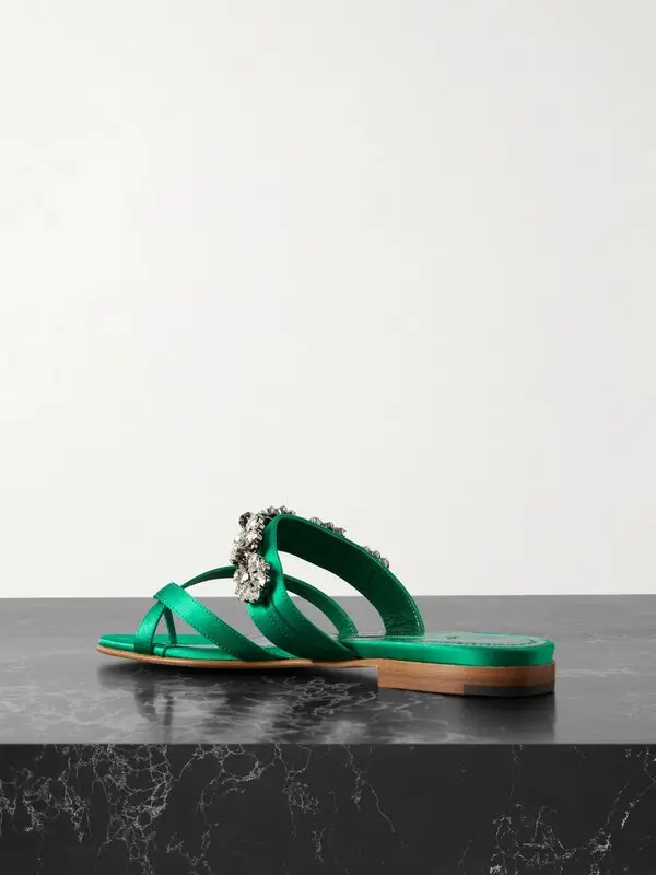 Manolo Blahnik Perlusa Crystal-embellished Sandals - Green