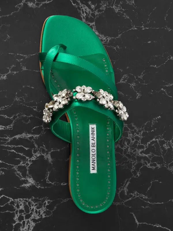 Manolo Blahnik Perlusa Crystal-embellished Sandals - Green