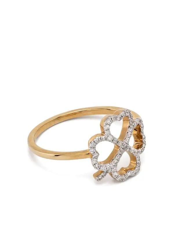 Yvonne Léon 18kt Yellow Clover Diamond Ring - Gold