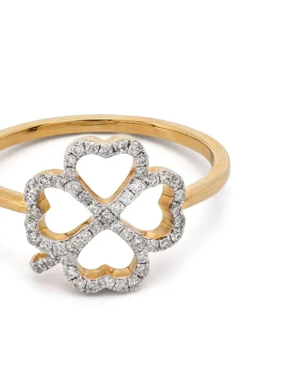 Yvonne Léon 18kt Yellow Clover Diamond Ring