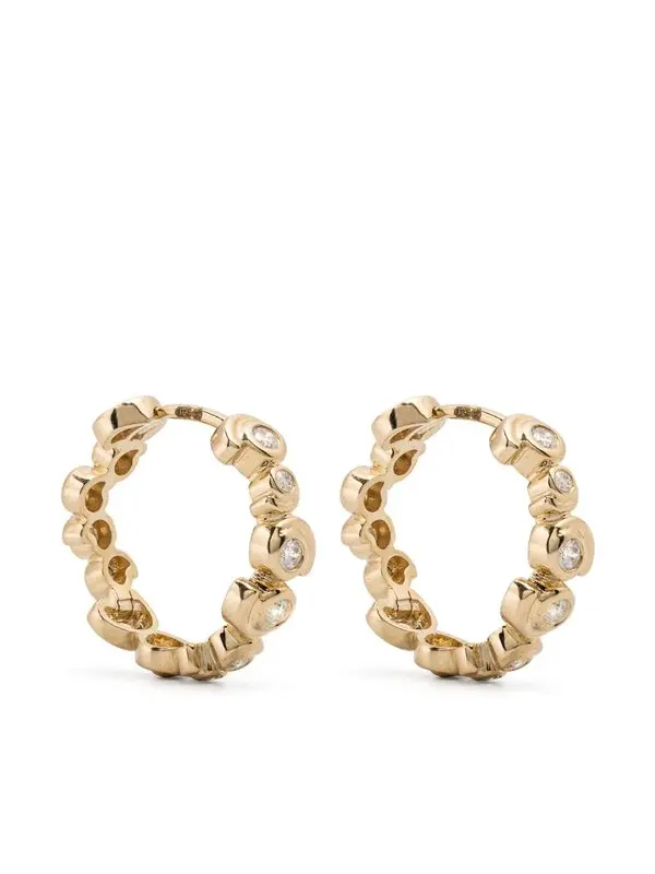 Yvonne Léon 9kt Yellow Diamond Hoop Earrings - Gold