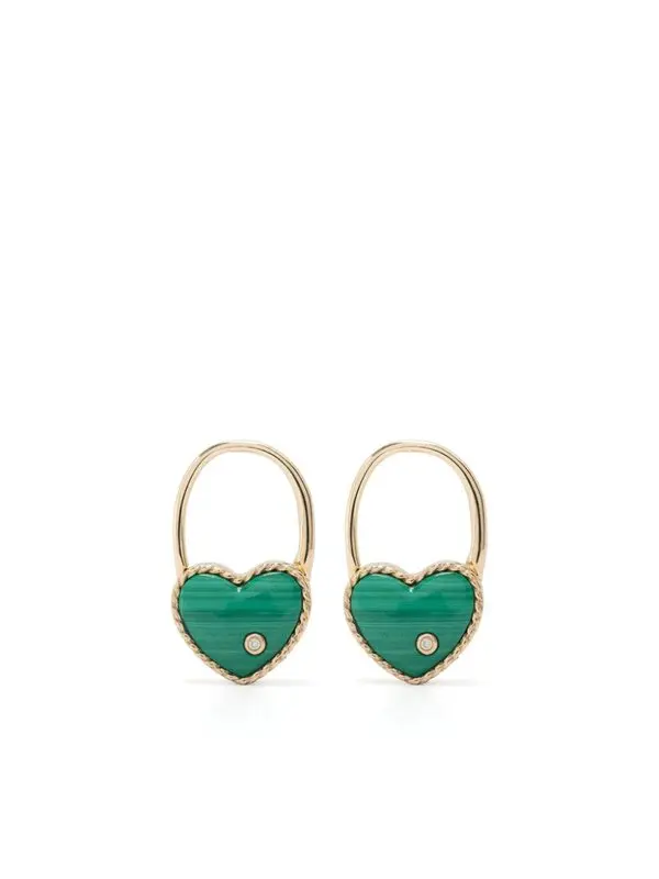 Yvonne Léon 9kt Yellow Malachite And Diamond Single Earring - Gold