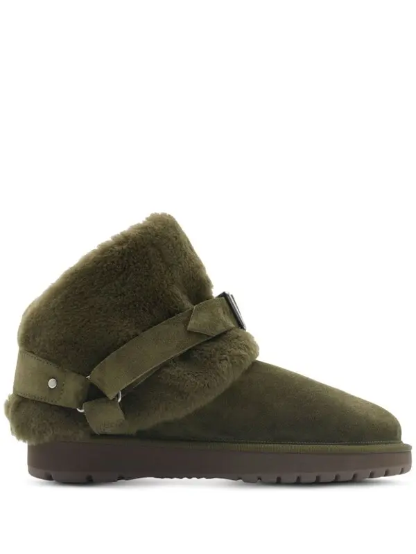 Burberry Shearling Buckle Boots - Green