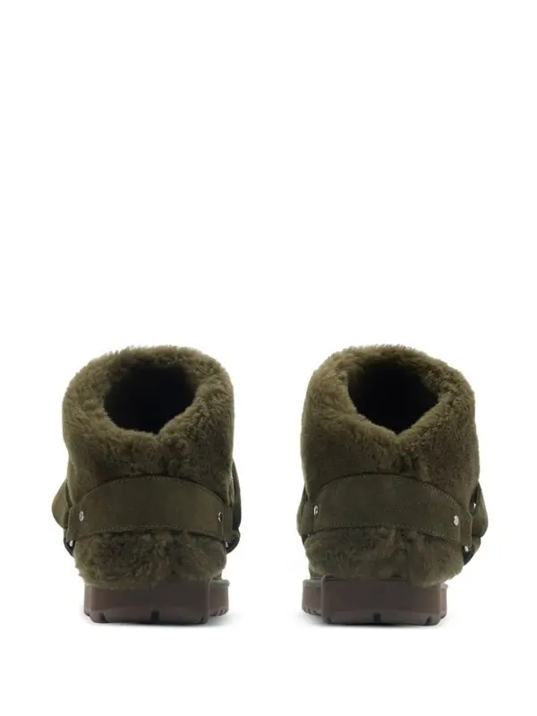 Burberry Shearling Buckle Boots - Green
