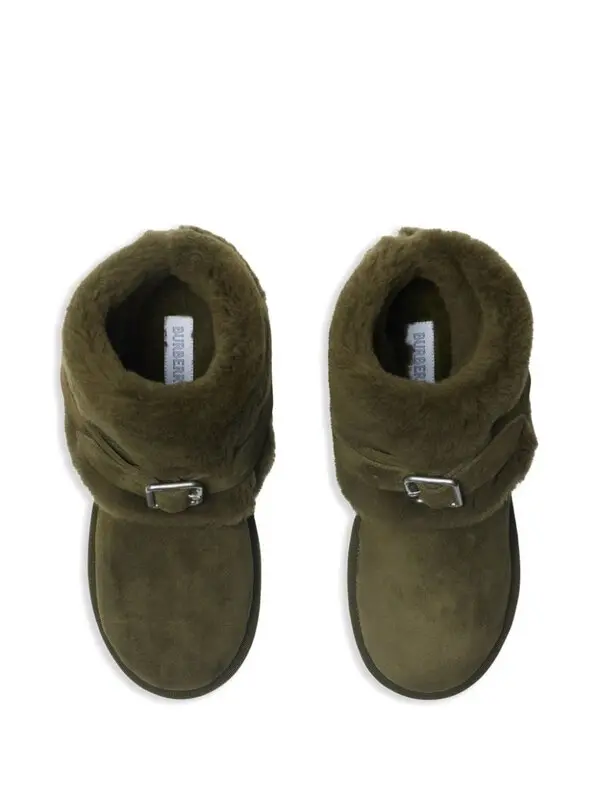 Burberry Shearling Buckle Boots - Green