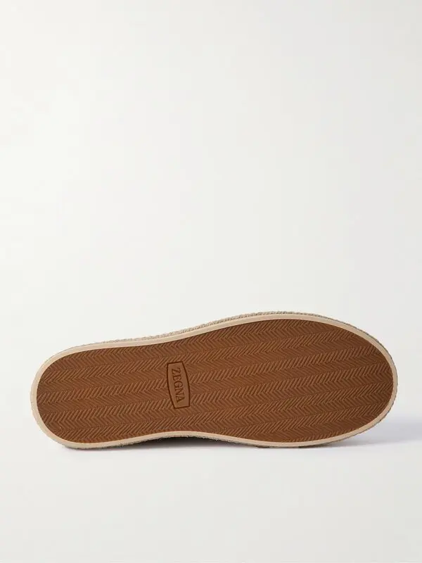 Zegna Triple Stitch™ Leather-trimmed Suede Slip-on Sneakers - Brown