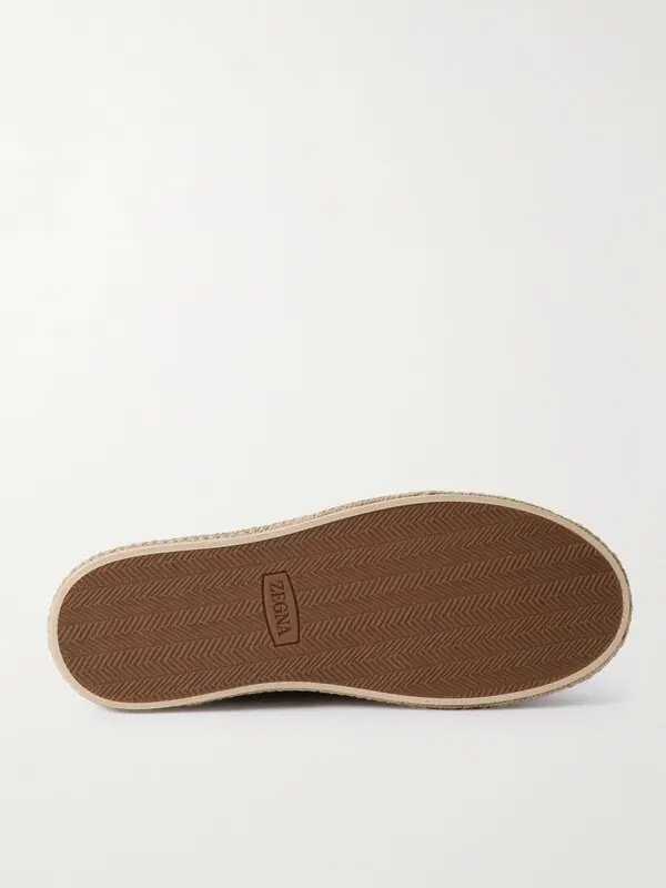 Zegna Triple Stitch™ Leather-trimmed Suede Slip-on Sneakers - Black