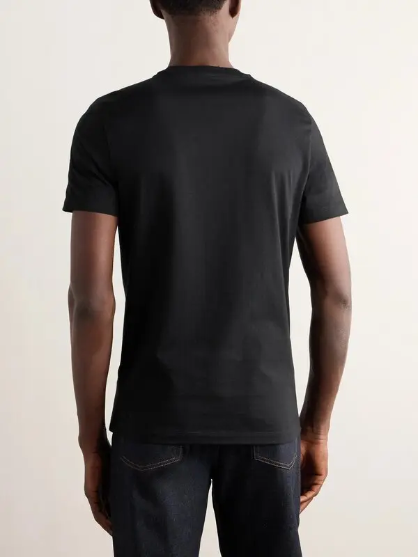 Versace Slim-fit Logo-embroidered Cotton-jersey T-shirt - Black