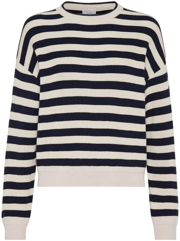 Brunello Cucinelli Striped Cotton-knit Jumper
