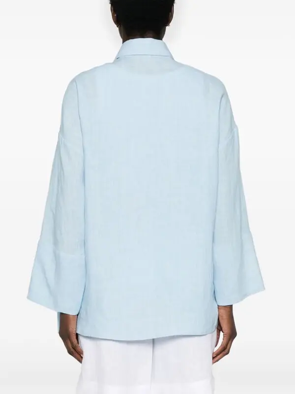 Eleventy Linen Chambray Shirt - Blue