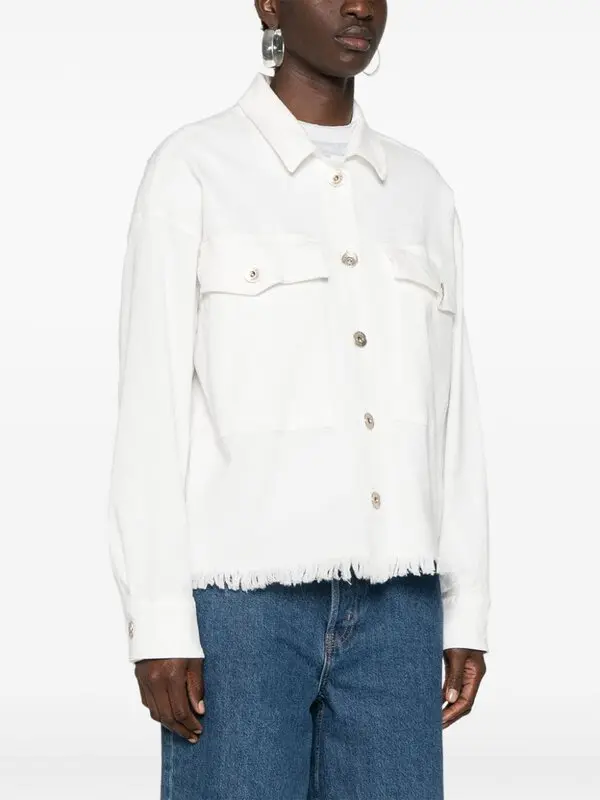 Eleventy Fringe Twill Shirt - White