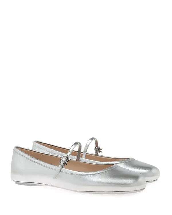 GIANVITO ROSSI Carla Ballerina Flats - Silver Tone