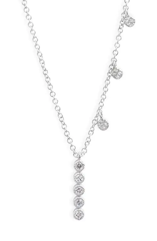 Meira T Diamond Bezel Bar Pendant Necklace - White Gold