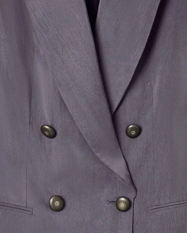 Giorgio Armani Washed Silk Double-breasted Jacket - Grey