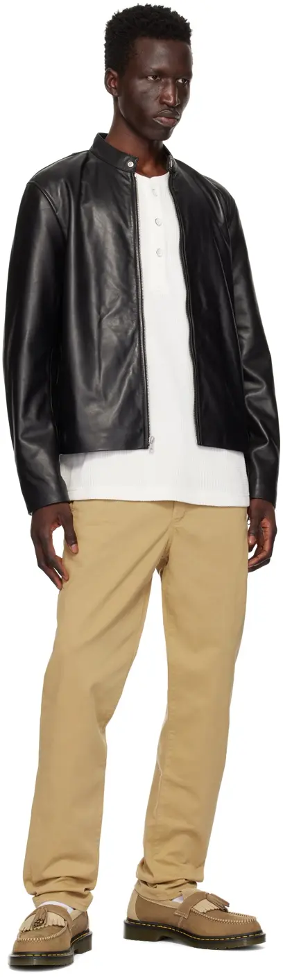 Rag & Bone Archive Café Racer Leather Jacket In Black - 52
