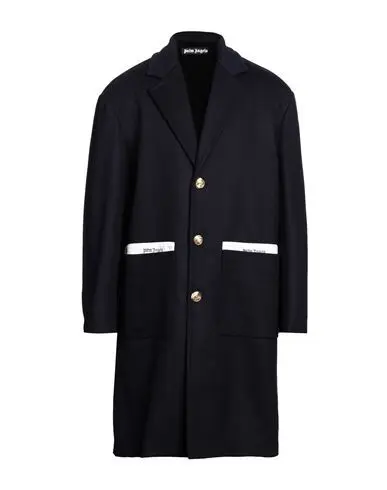 Palm Angels Single-breasted Flannel Coat - Blue