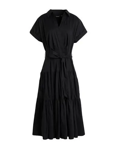 Ralph Lauren Belted Cotton-blend Tiered Midi Dress - Black