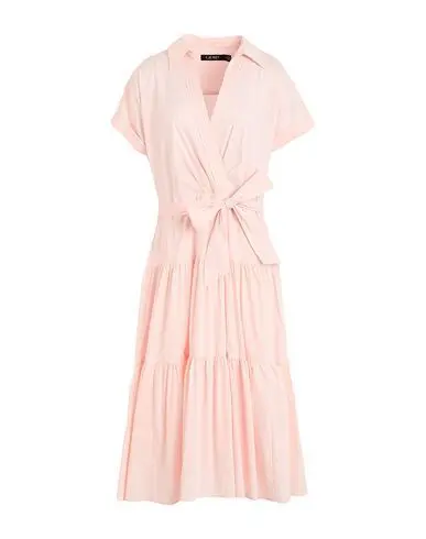 Ralph Lauren Belted Cotton-blend Tiered Midi Dress - Pink