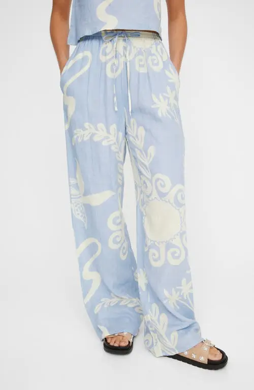 Nasty Gal Printed Cotton Drawstring Straight Leg Pants