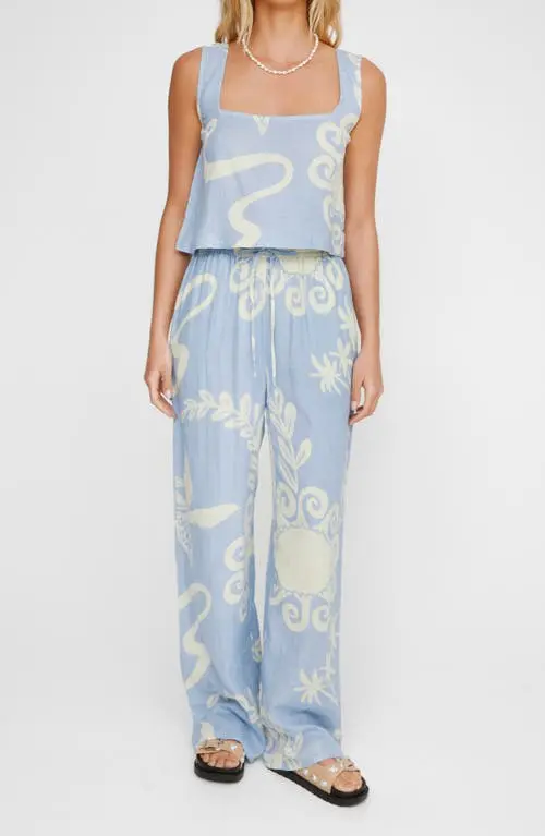 Nasty Gal Printed Cotton Drawstring Straight Leg Pants