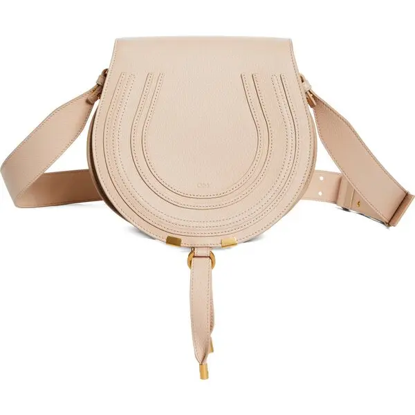 Chloé Large Marcie Leather Crossbody Bag - Cement Pink