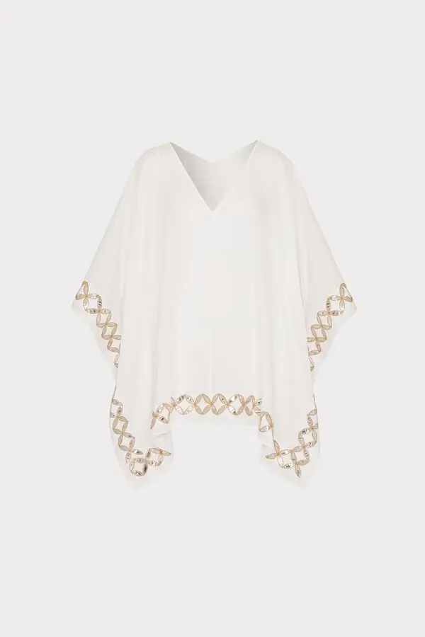 Milly Cabana Mirrored Embroidery In White/Gold - 74% Off  display picture 1