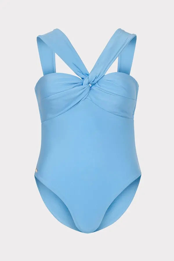 MILLY CABANA Betsy Bandeau One Piece - Mineral Blue