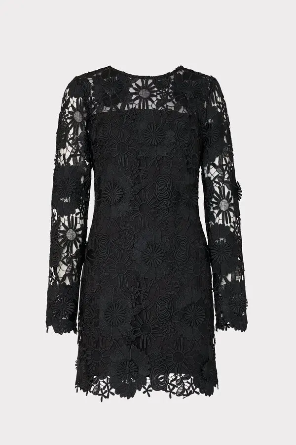 Milly Nessa 3d Lace Mini Dress In Black - 65% Off | Editorialist