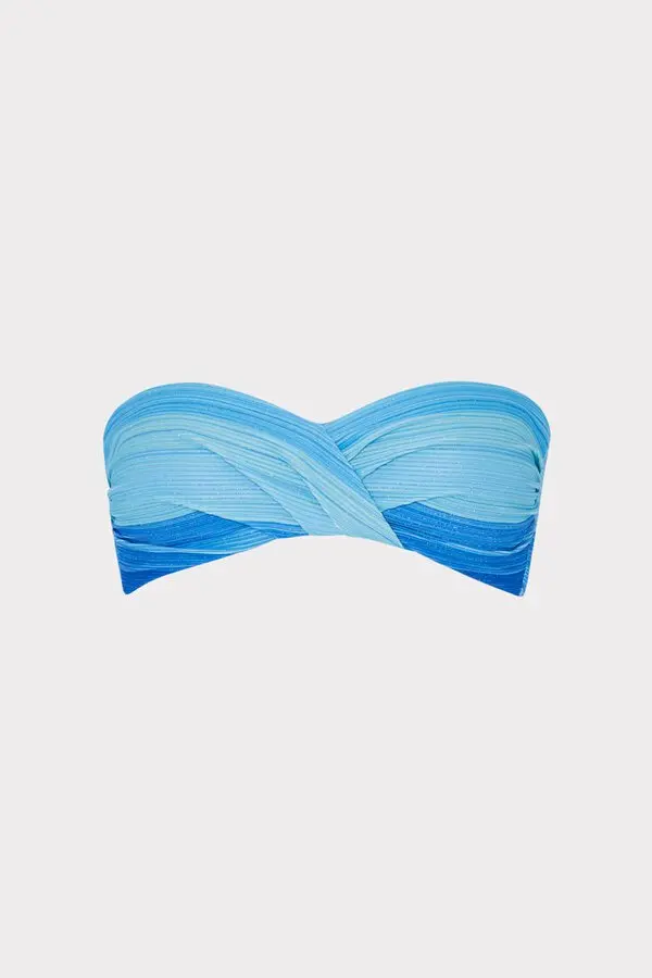 MILLY CABANA Sunset Stripe Twist Bandeau Top - Blue
