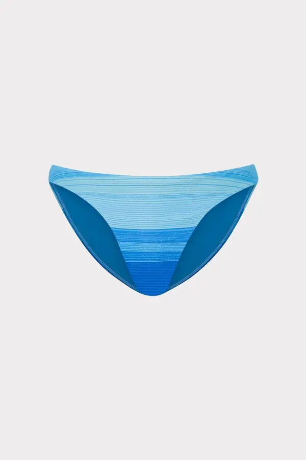 MILLY CABANA Margot Sunset Stripe Bikini Bottom - Blue