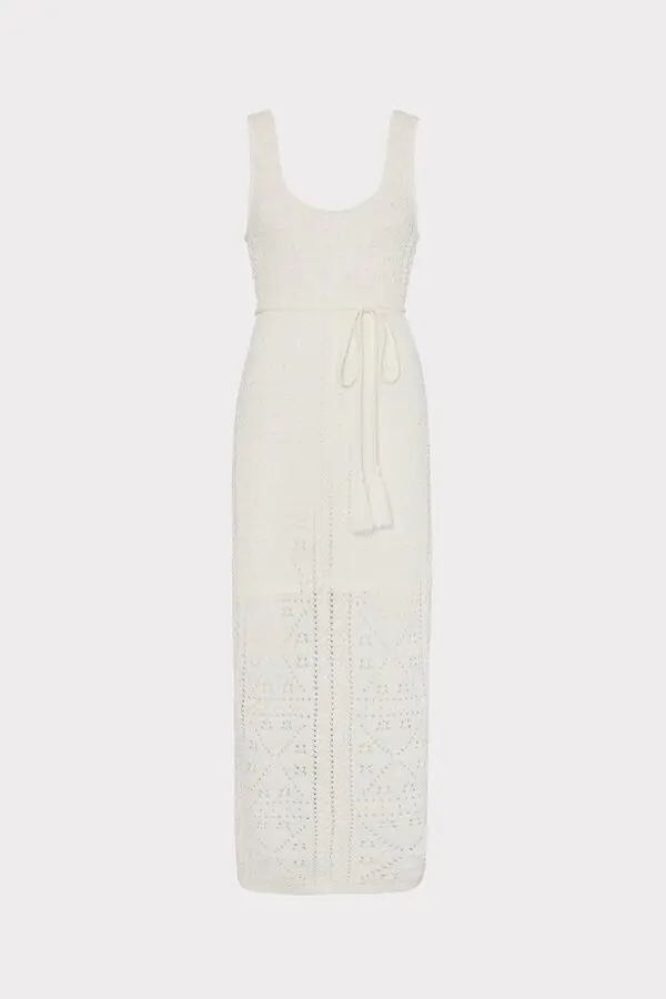 MILLY Pointelle Knit Midi Dress - Ecru