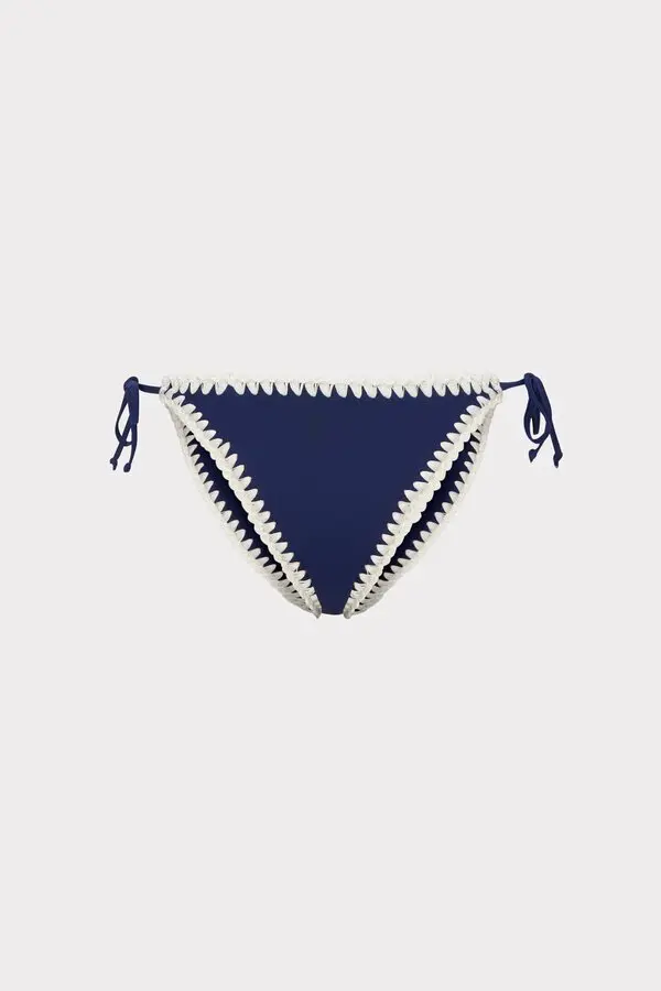 MILLY CABANA Solid Bikini Bottom - Navy