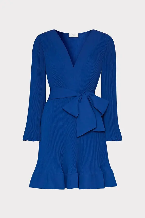 Milly Liv Pleated Mini Dress - Sapphire - 30% Off | Editorialist