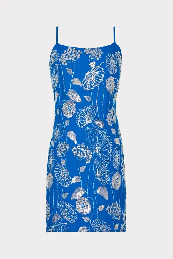 Milly Sequin Embellished Linen Mini Dress In Blue/White - 64% Off |  Editorialist