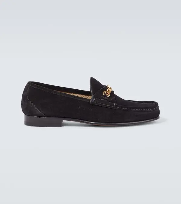 Tom Ford Chain Suede Loafers - Black | Editorialist display picture 2