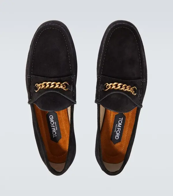 Tom Ford York Chain Suede Loafers - Black | Editorialist display picture 3