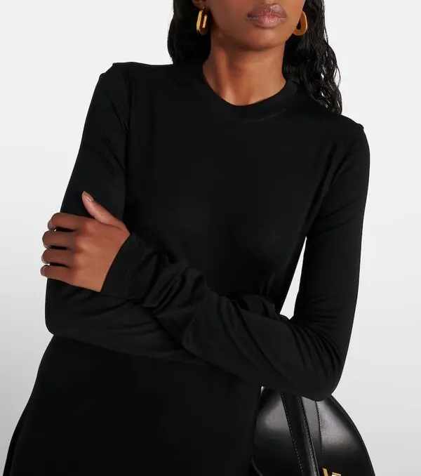 Toteme Long-Sleeve Jersey Dress - Black - 30% Off | Editorialist